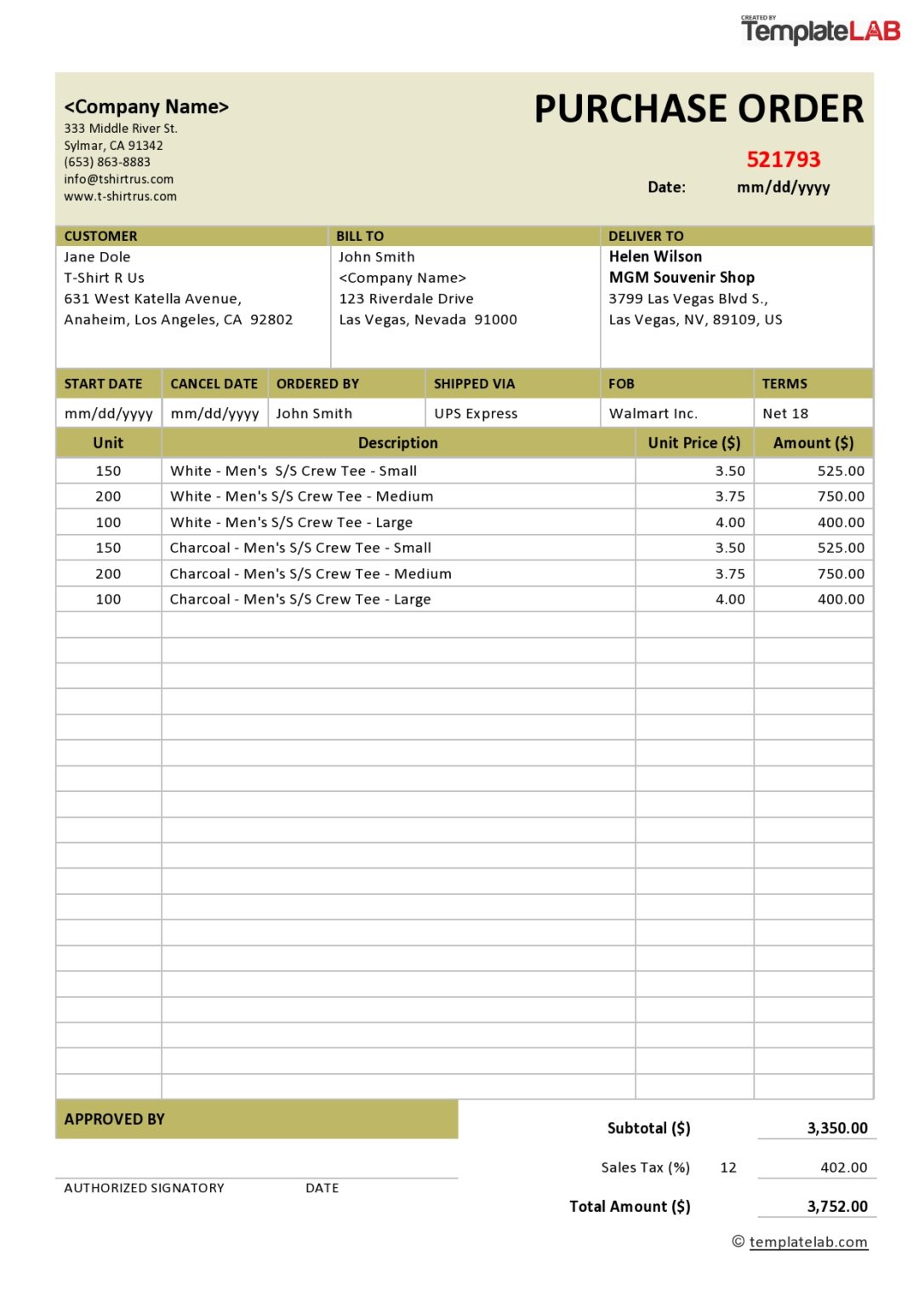 Purchase Order Types Examples And Templates